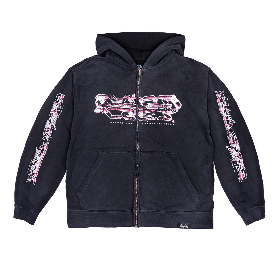 Cosmic Illusion Zip-Up Hoodie (Vintage Black) – AlienLabs